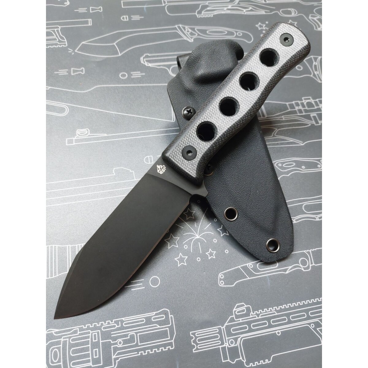 QSP Canary Fixed Blade Knife QS155-B2 Cr8Mo2VSi(DC53) Blade Black Mic ...
