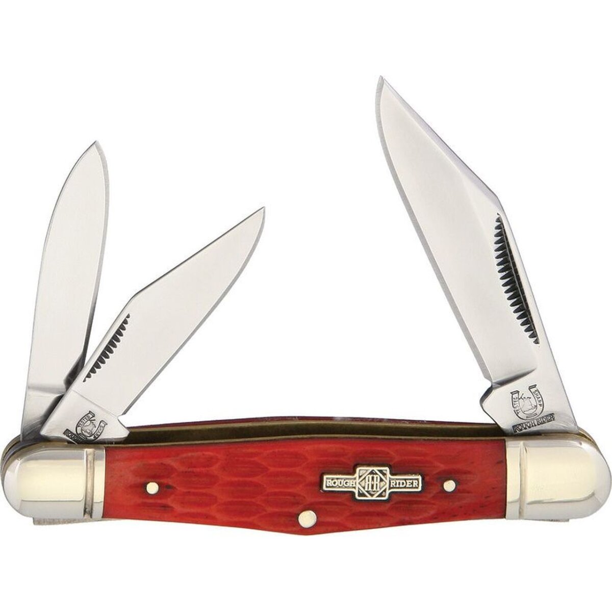 Rough Ryder Red Jigged Bone Knochen Whittler Folding Knife Taschenmes ...