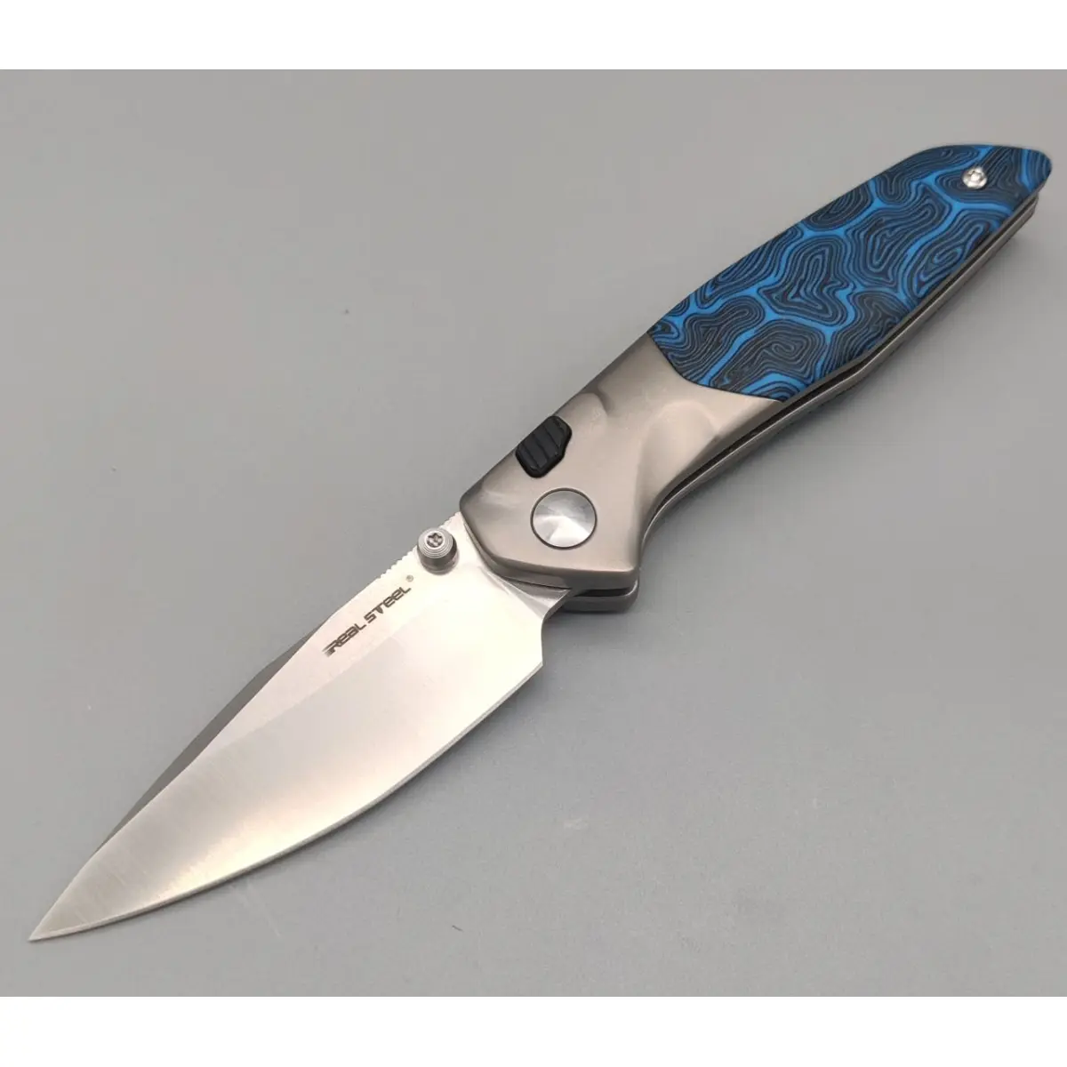 Real Steel RSK Hoeft Titanium & Blue Damascus G10 - S35VN Stahl, 239,00