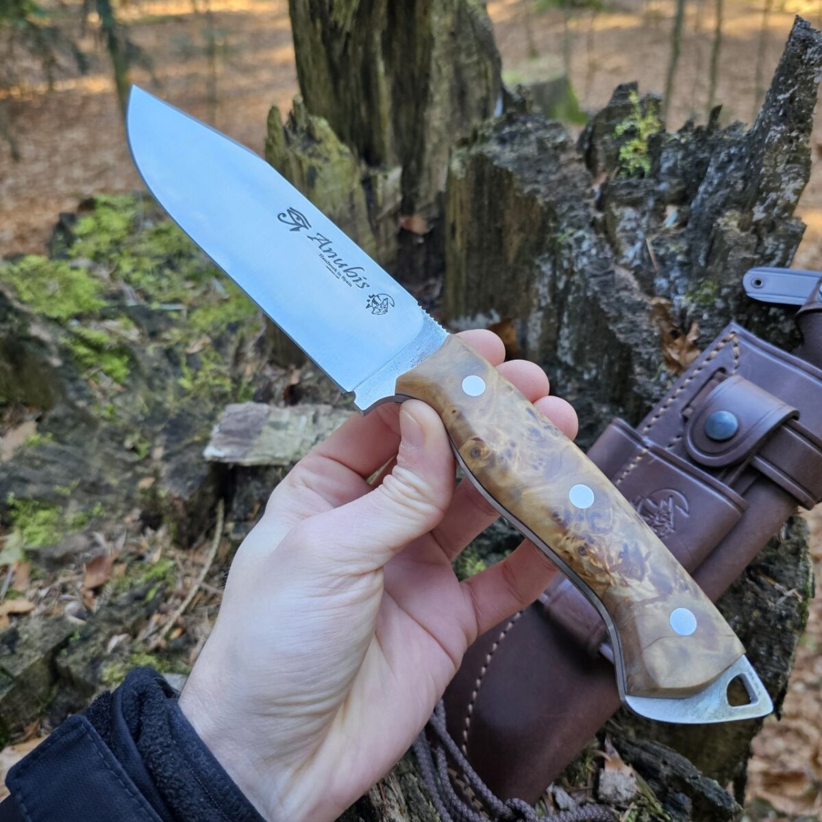 J&V Forester Knives Anubis Carbonstahl Chopo stabilisierter Holzgriff ...