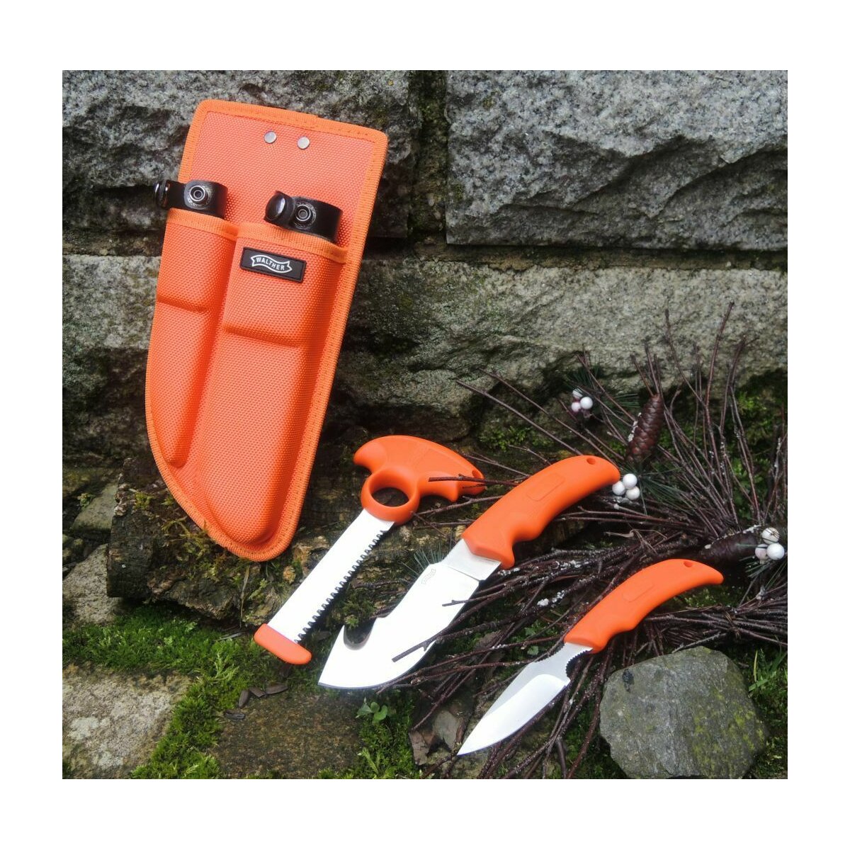 Walther HKS Hunting Knife Set 440C Kunststoff Orange inkl. Nylonschei ...