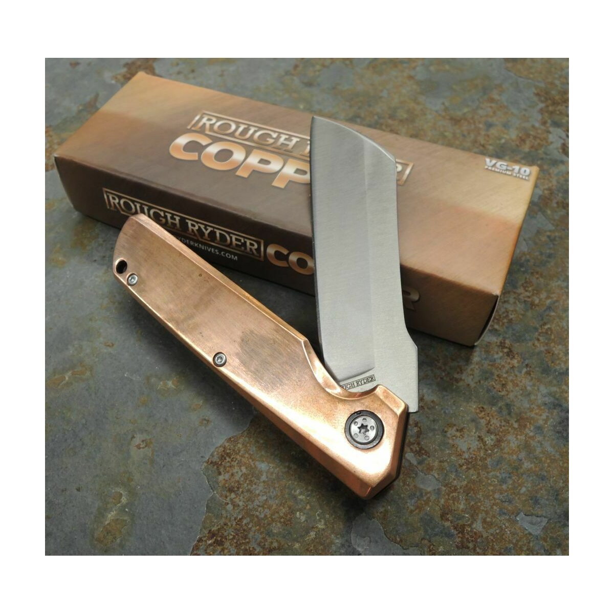 Rough Ryder Rider COPPER STOPPER Messer Folder VG-10 Stahl Kupfergrif ...